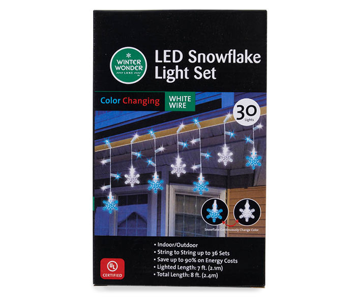 Winter Wonder Lane Blue & White Color-Changing LED Snowflake Light Set ...