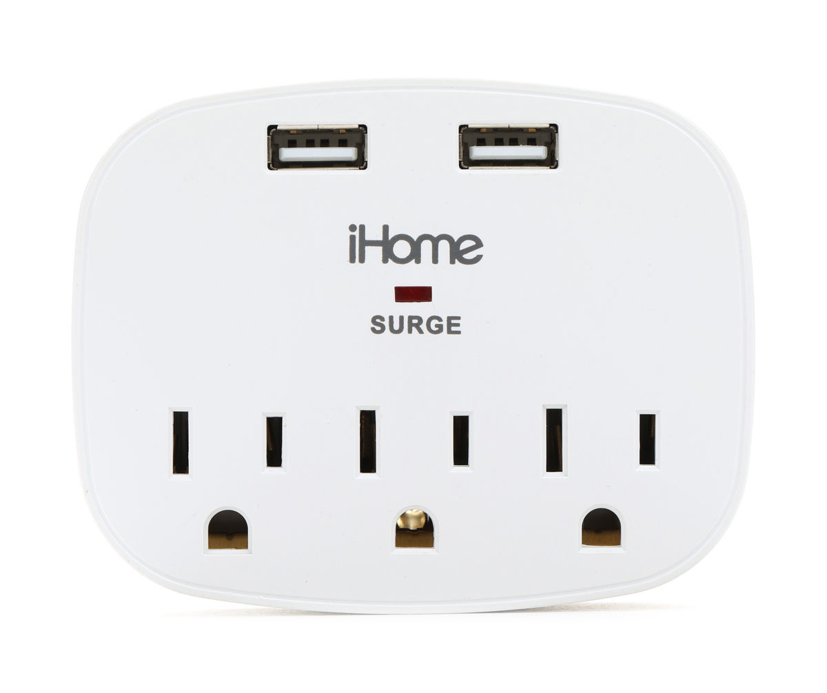 iHome White 3-Outlet AC & USB Wall Tap Surge Protector | Big Lots