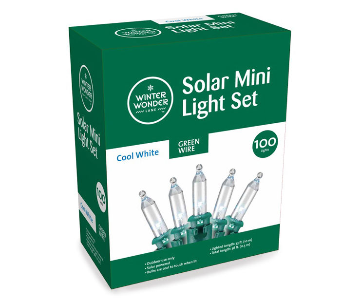 Winter Wonder Lane Cool White LED Mini Solar Light Set, 100-Lights ...