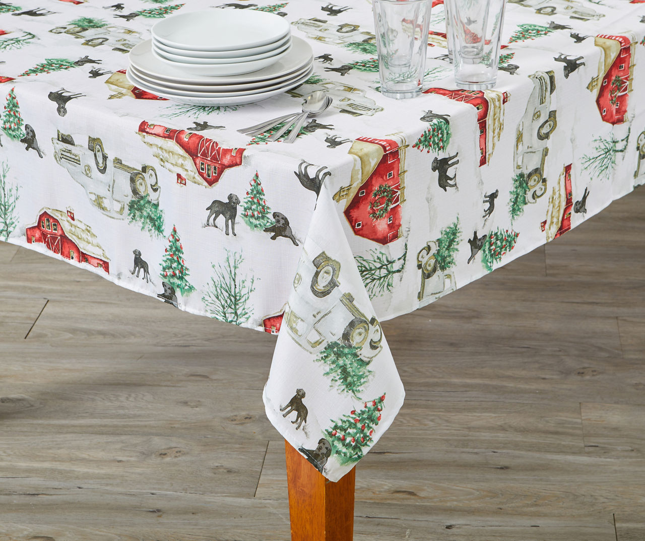 Winter Wonder Lane Tree Farm Fabric Tablecloth, (60" x 102") | Big Lots