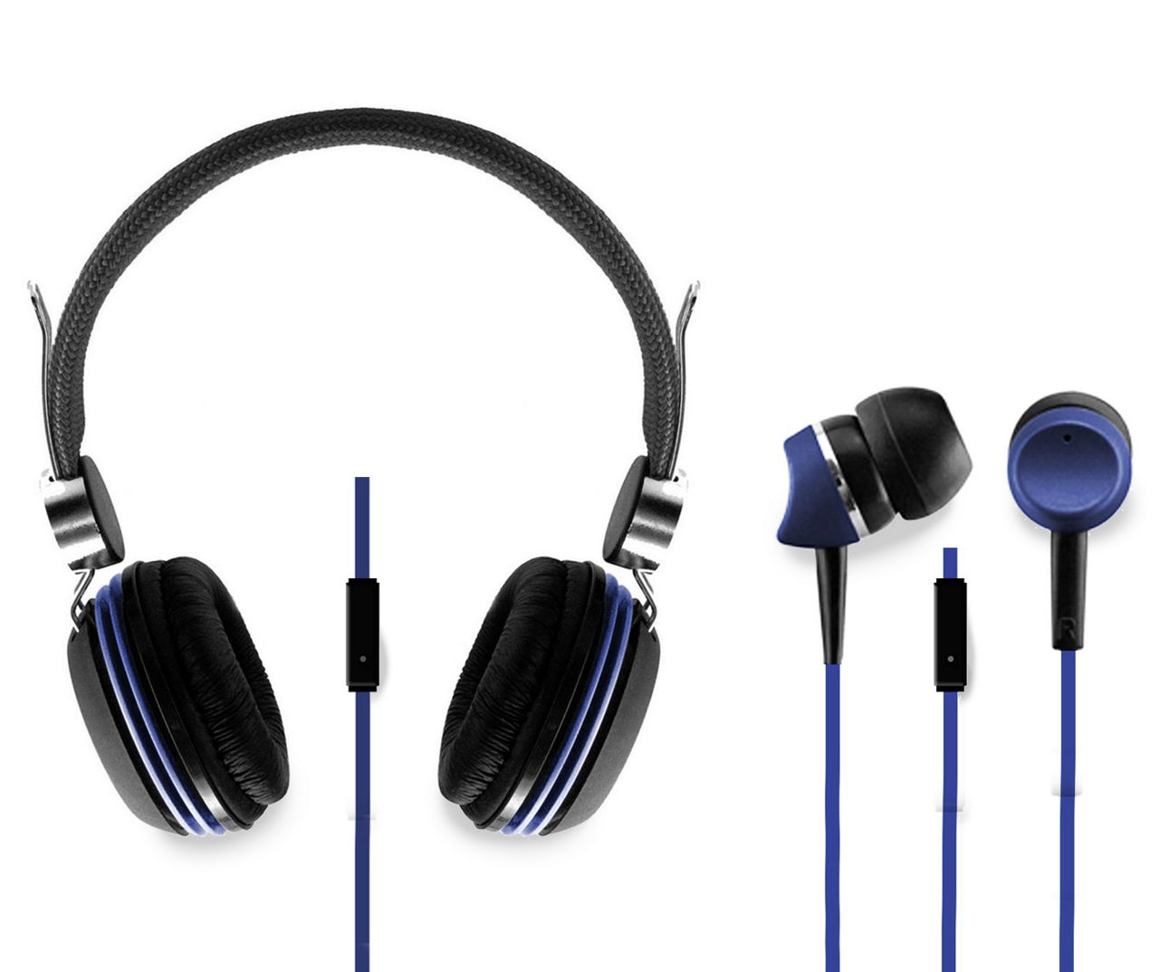 Sentry Blue Wired Overhead Headphones & Earbuds Set | Big Lots