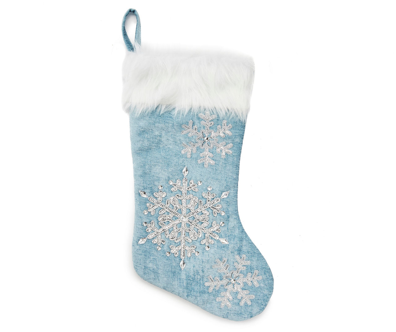 Winter Wonder Lane Blue Sequin Snowflake Stocking | Big Lots