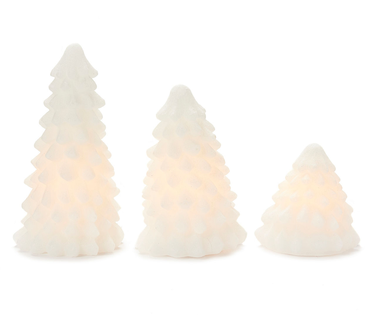 White Glitter 3-Piece LED Trees Set | Big Lots