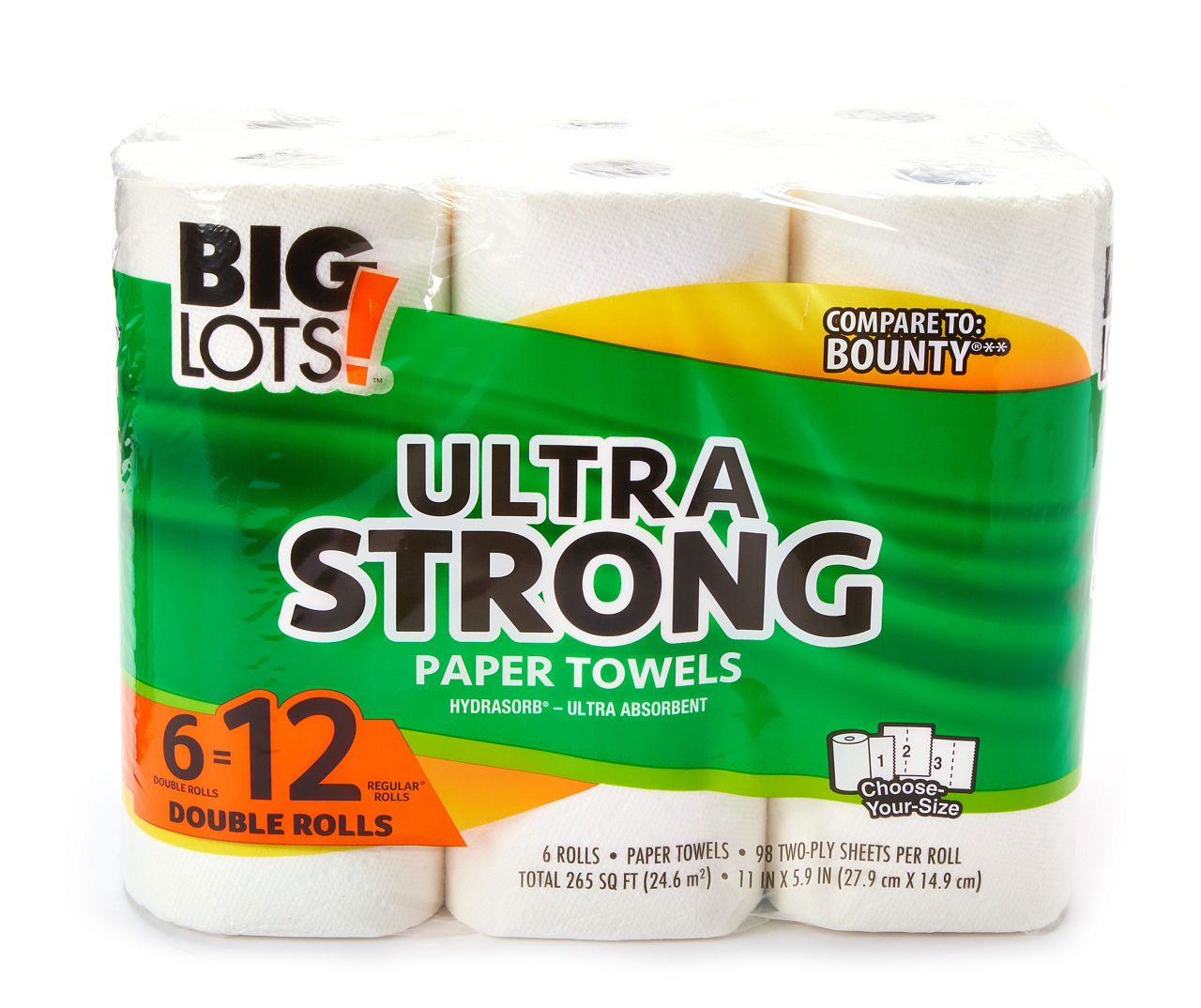 Big Lots Ultra Strong Choose-Your-Size Double Rolls Paper Towels, 6 ...