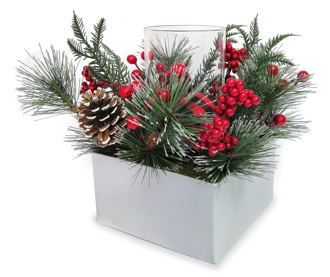 Hurricane Box with Christmas Greenery | Big Lots