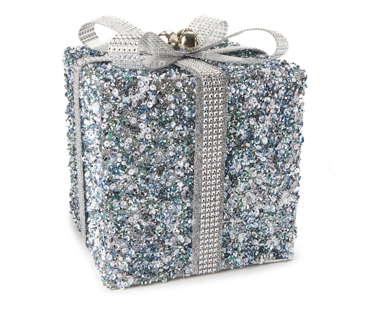Winter Wonder Lane 9" Blue & Silver Sequin Gift Box Decor | Big Lots