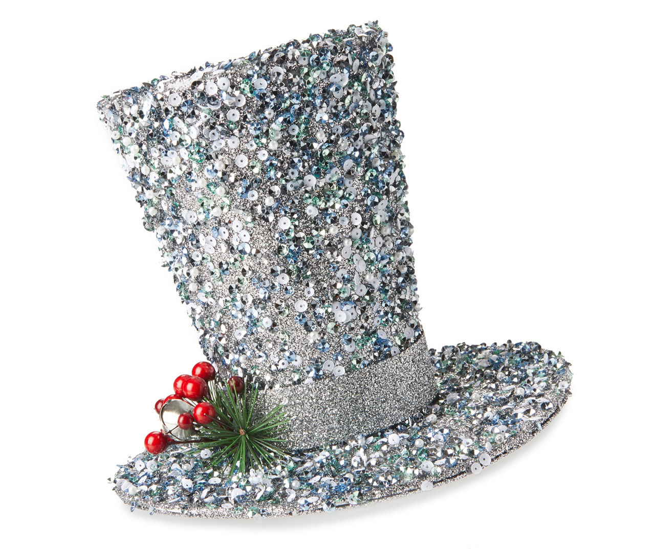 Winter Wonder Lane Blue & Silver Sequin Top Hat Tree Topper | Big Lots