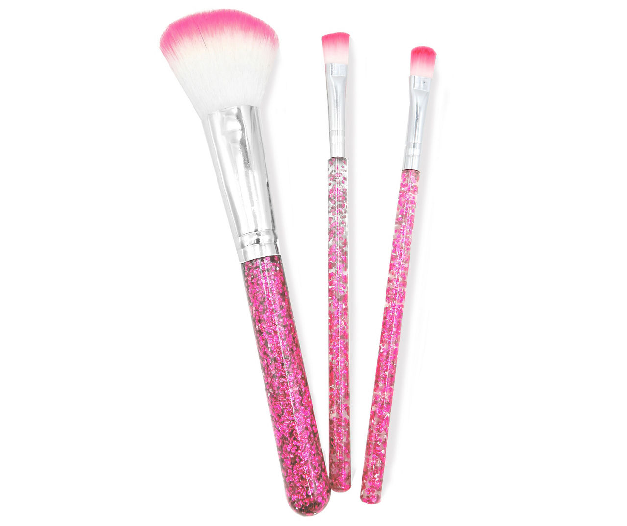 Diamond Pink Glitter 3-Piece Cosmetic Brush Set | Big Lots
