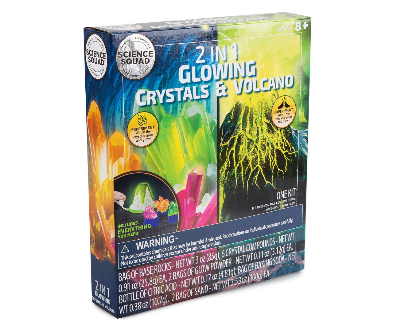 Science Squad 2-in-1 Glowing Crystals & Volcano Set | Big Lots