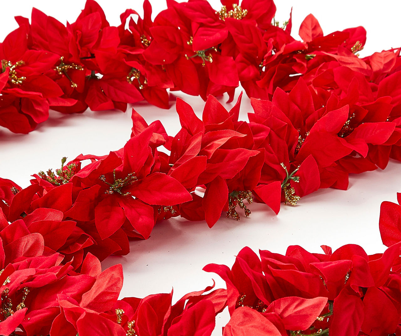 Winter Wonder Lane 6' Velvet Poinsettia Chain Garland | Big Lots