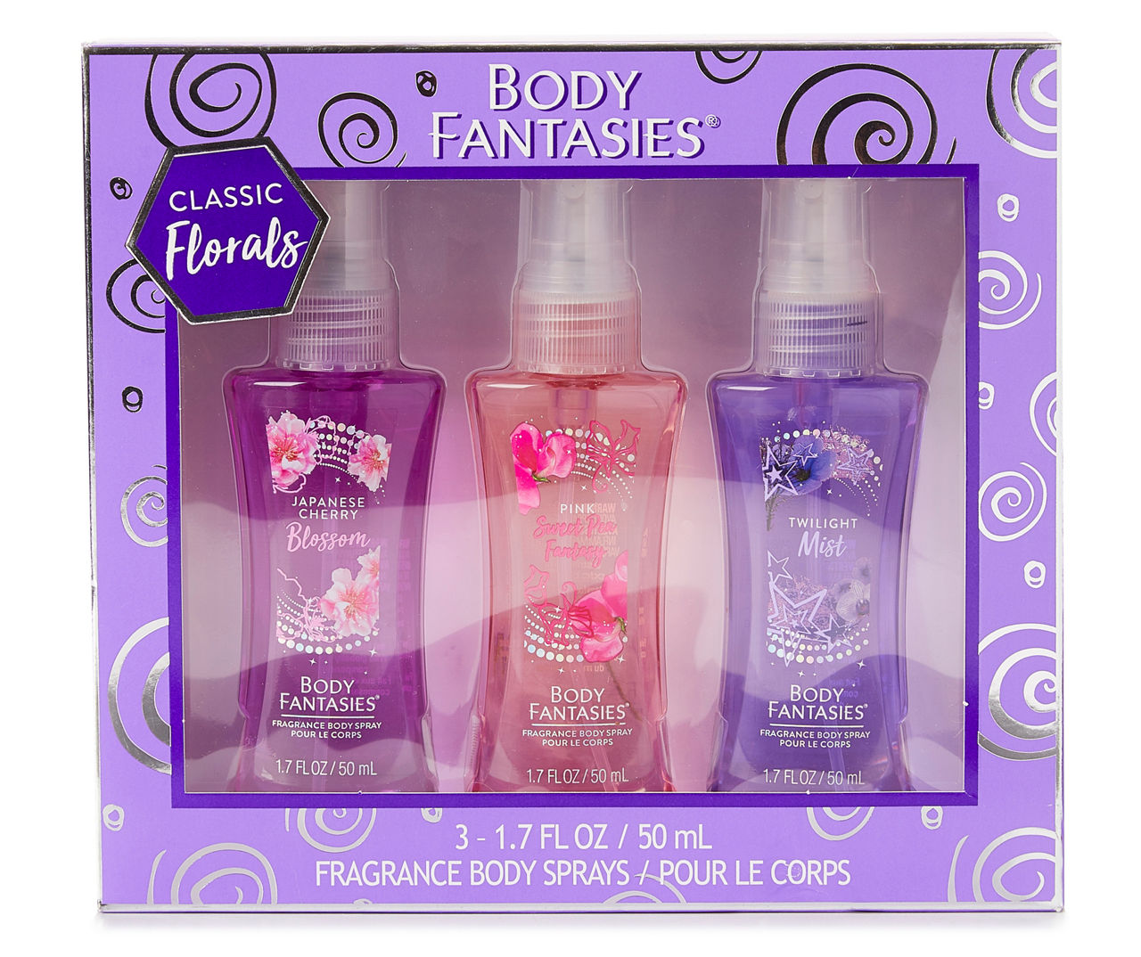 Body Fantasies Classic Florals 3-Piece Body Spray Gift Set | Big Lots