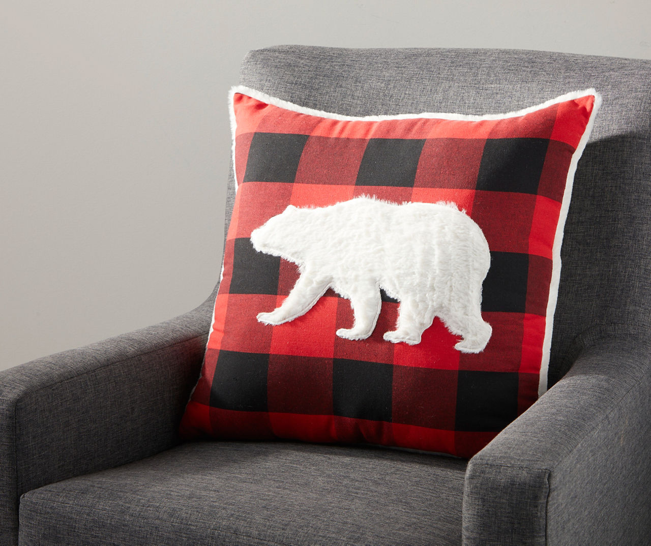 Dearfoams Red & Black Buffalo Check Bear Throw Pillow | Big Lots