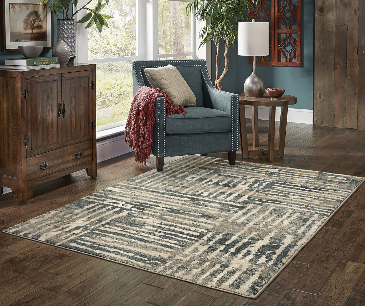 Heather Abstract Stripe Area Rug, (6'7" x 9'2") | Big Lots