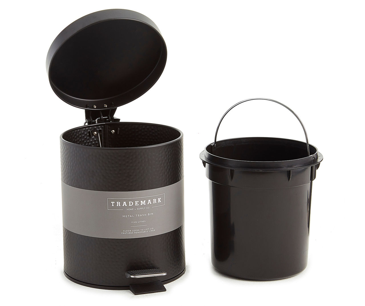 Black Hammered 5-Liter Wastebasket | Big Lots
