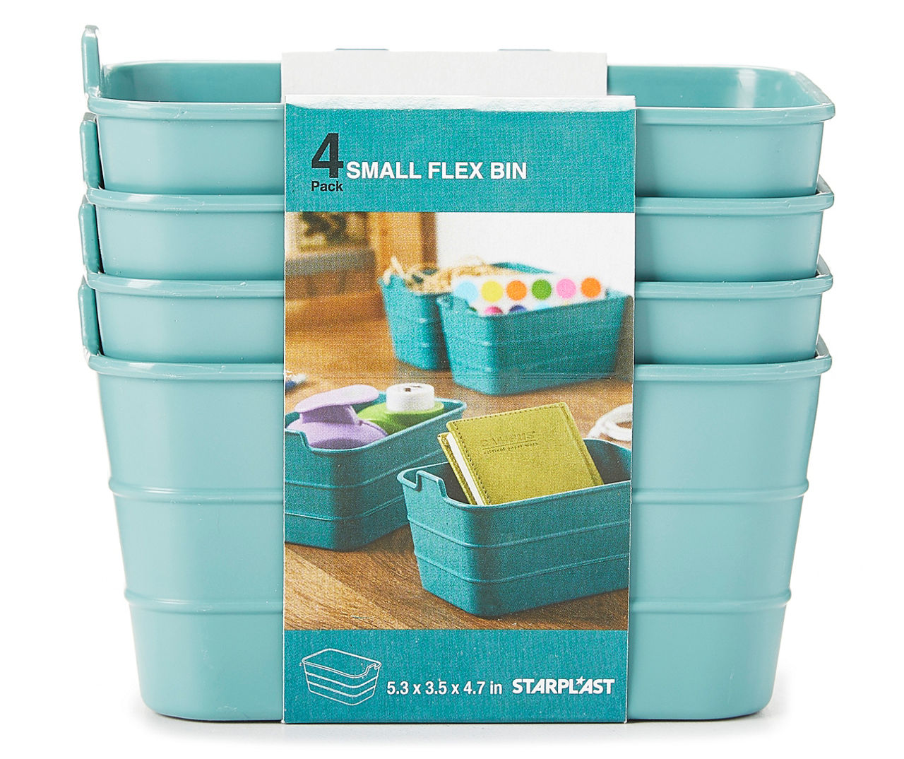 Aqua Small Flex Storage Bin, 4-Pack | Big Lots