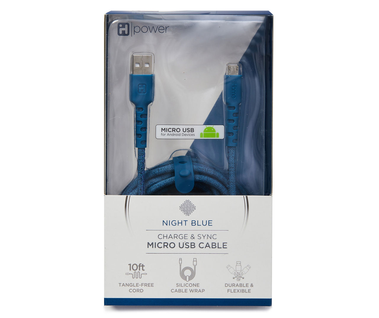 iHome Night Blue Micro USB 10' Cable & Wrap | Big Lots