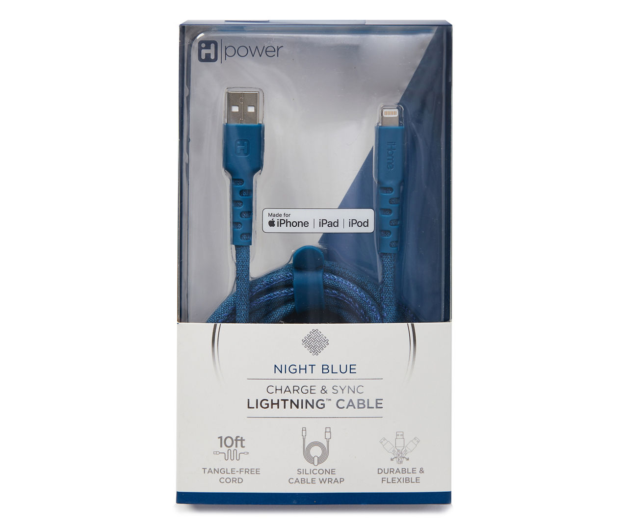 iHome Night Blue Lightning 10' Cable & Wrap | Big Lots