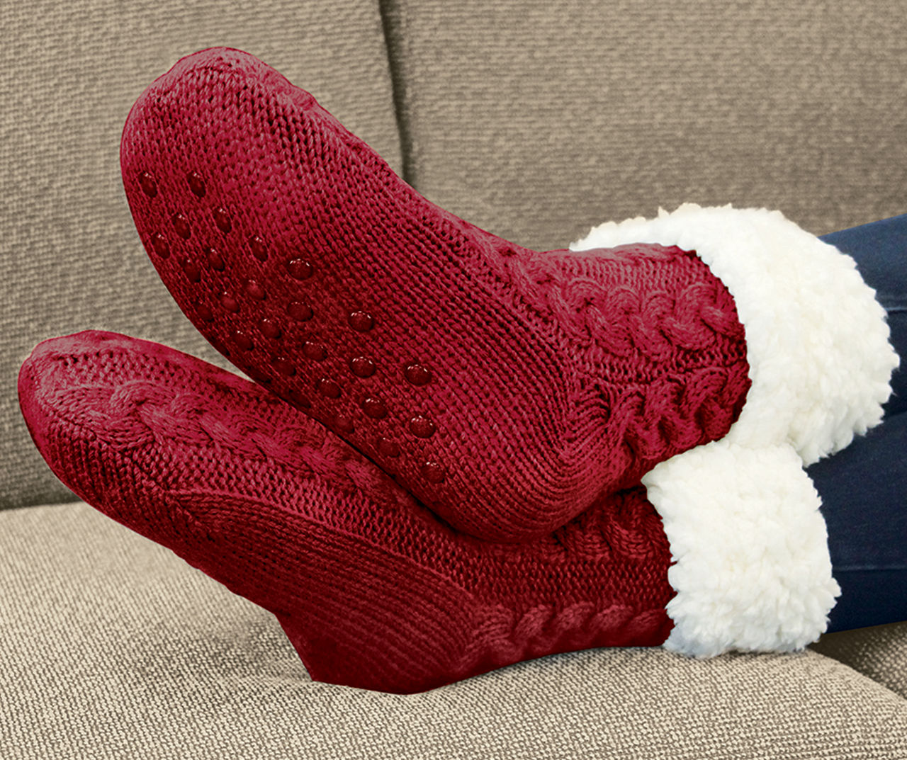 As Seen On TV Burgundy Huggle Slipper Socks | Big Lots