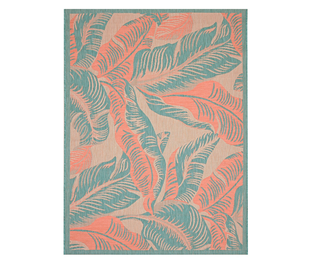 Broyhill Banana Leaf Teal & Coral Outdoor Area Rug, (7'10" x 9'10 ...