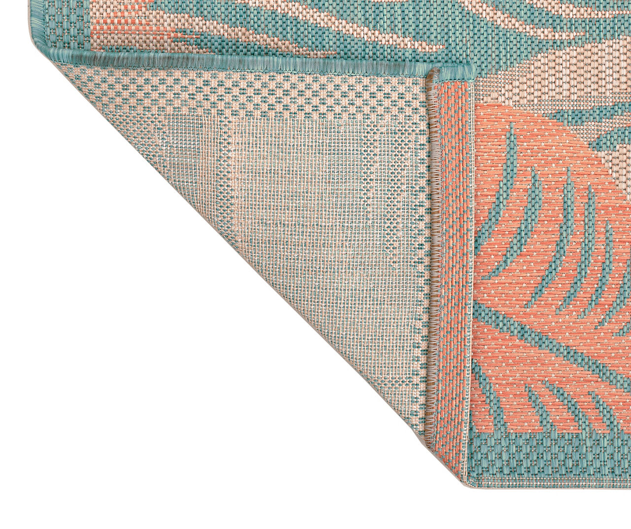 Broyhill Banana Leaf Teal & Coral Outdoor Area Rug, (5'3" x 7') | Big Lots