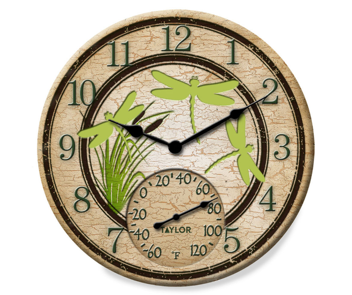 Taylor 12" Dragonfly Outdoor Clock & Thermometer | Big Lots