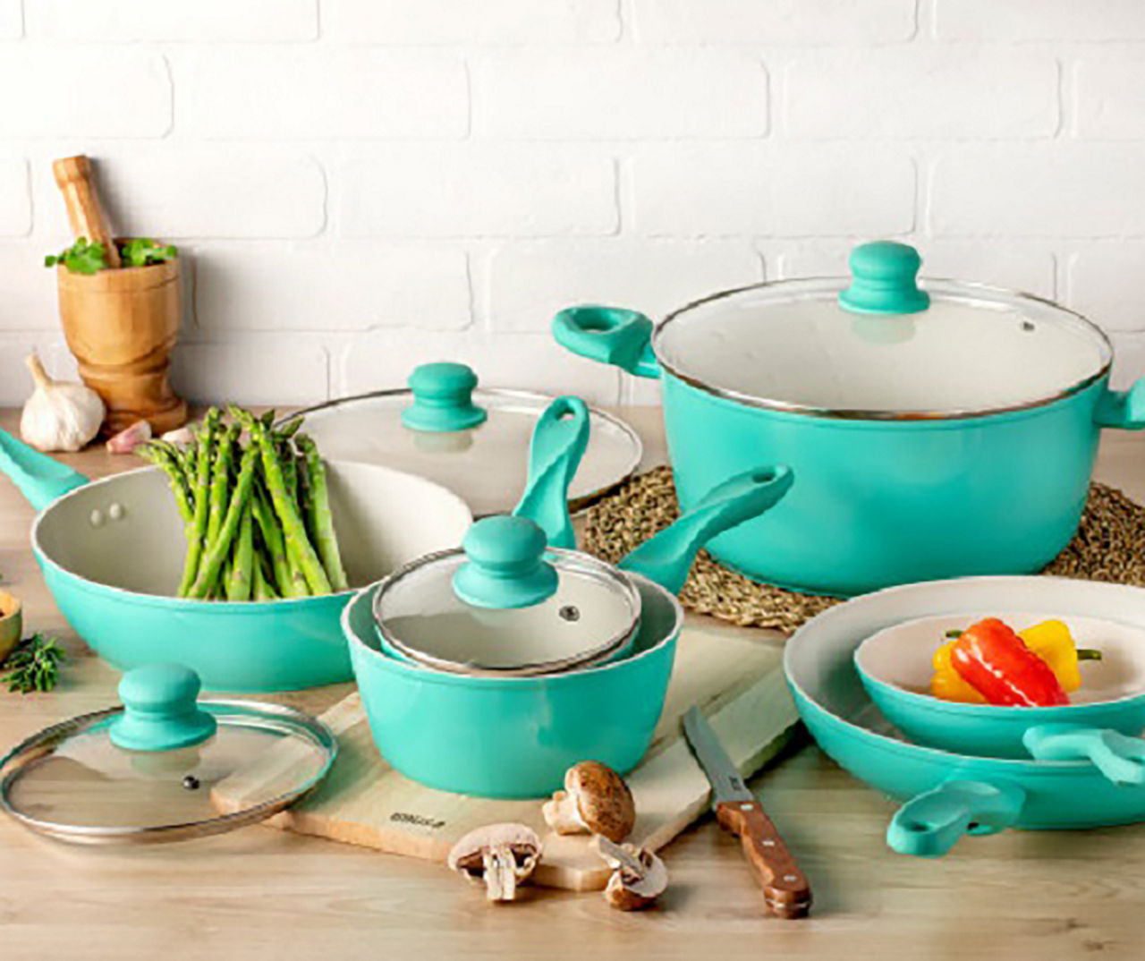 Imusa Teal Forged Ceramic 10-Piece Cookware Set | Big Lots