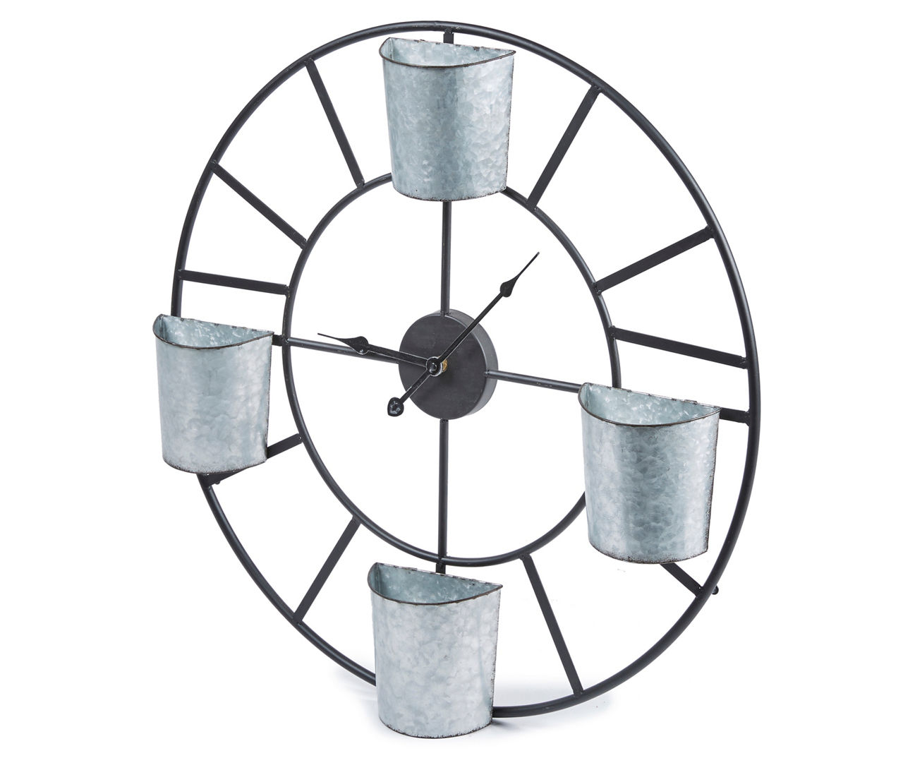 Black & Galvanized Pots Wall Clock | Big Lots