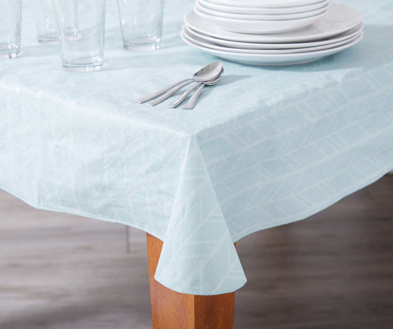Real Living Aqua Herringbone PEVA Tablecloth, (52" x 70") | Big Lots