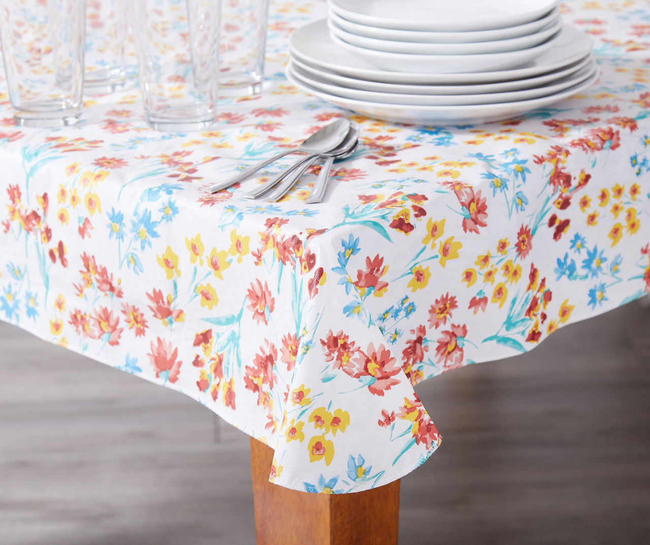 Real Living Wild Flowers PEVA Tablecloth, (52" x 70") | Big Lots