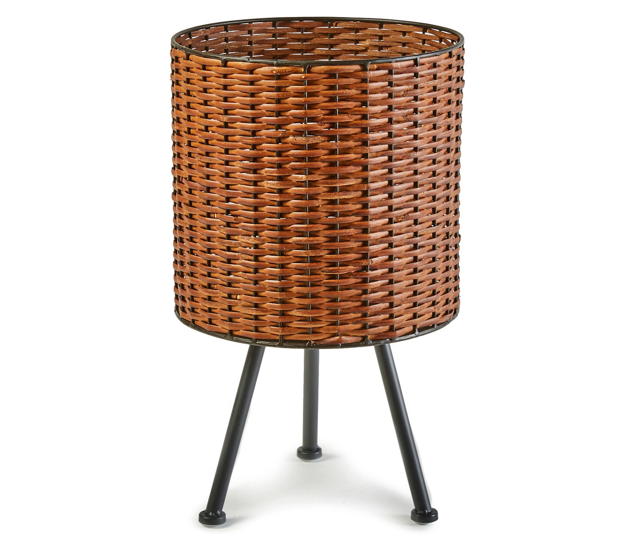 11" Brown Rattan Planter with Metal Stand | Big Lots
