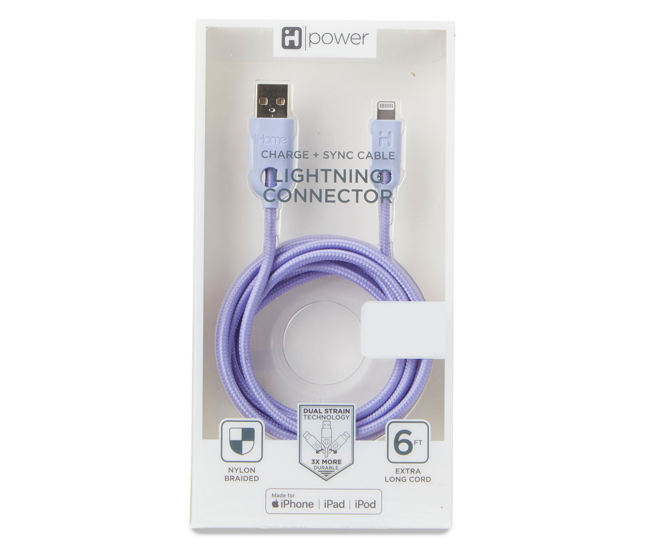 iHome Purple Lightning 6’ Nylon Cable | Big Lots