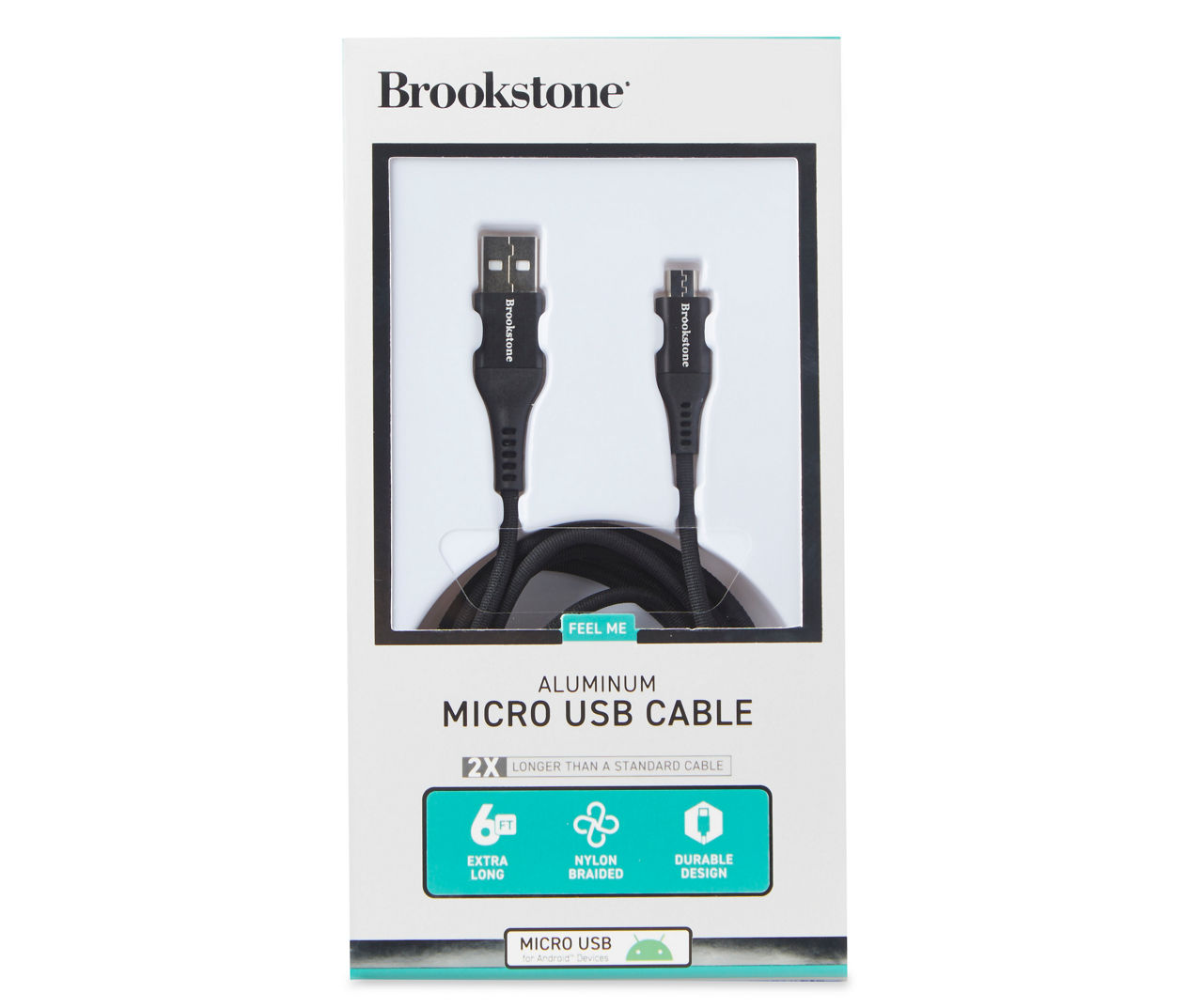 Brookstone Black Metallic Micro USB 6' Nylon Cable | Big Lots