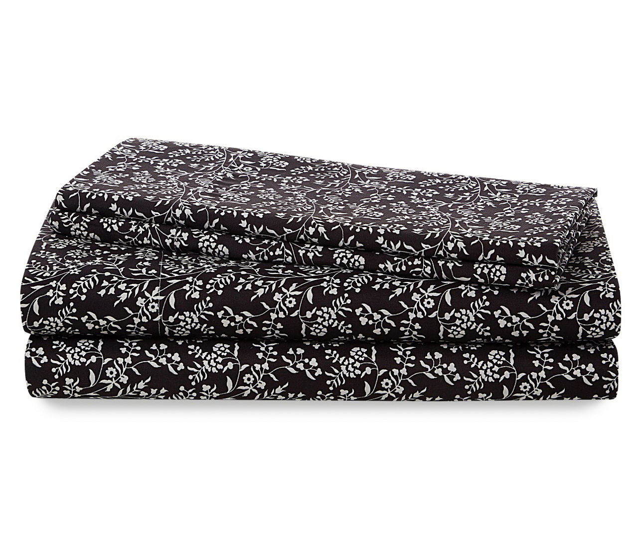 Real Living Black Floral 4-Piece Microfiber Queen Sheet Set | Big Lots