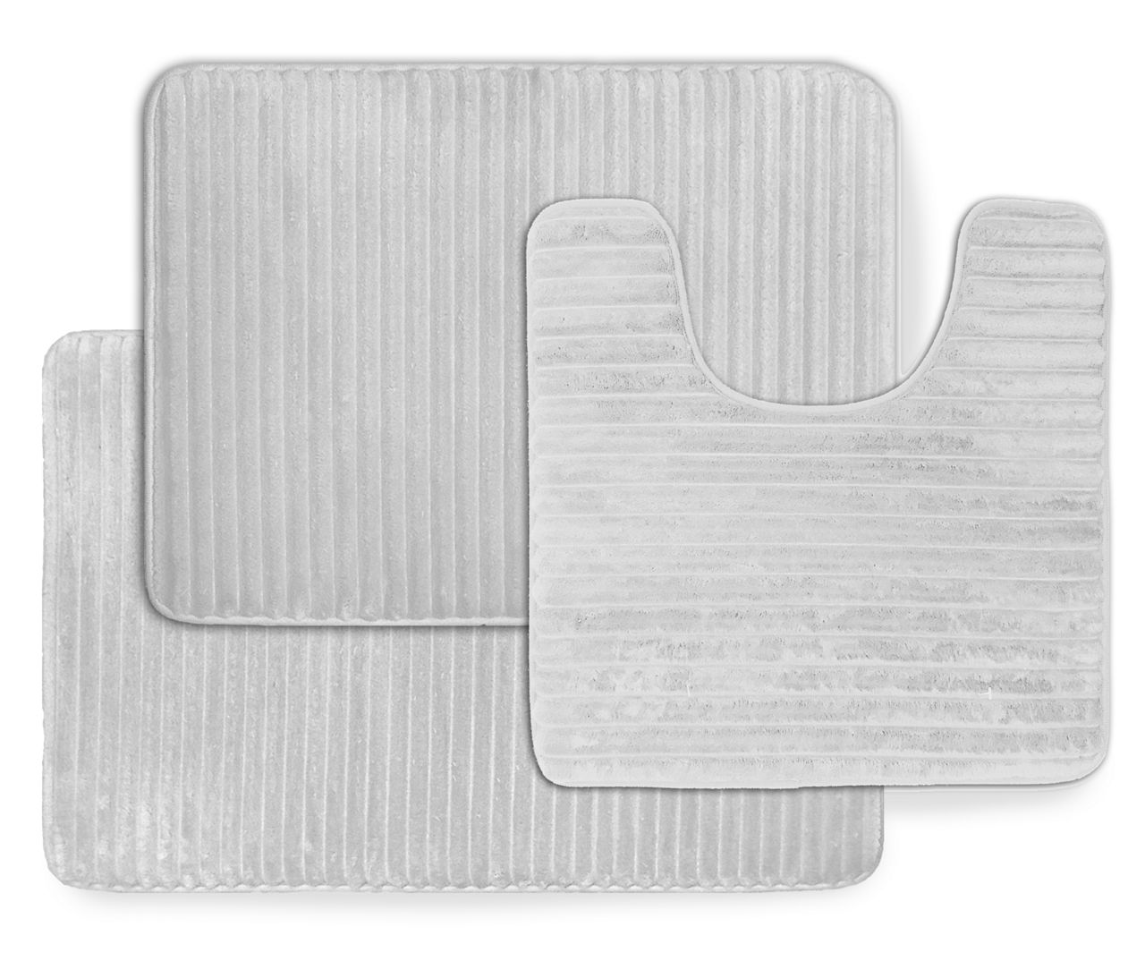 Silver Memory Foam 3-Piece Bath Rugs Set | Big Lots