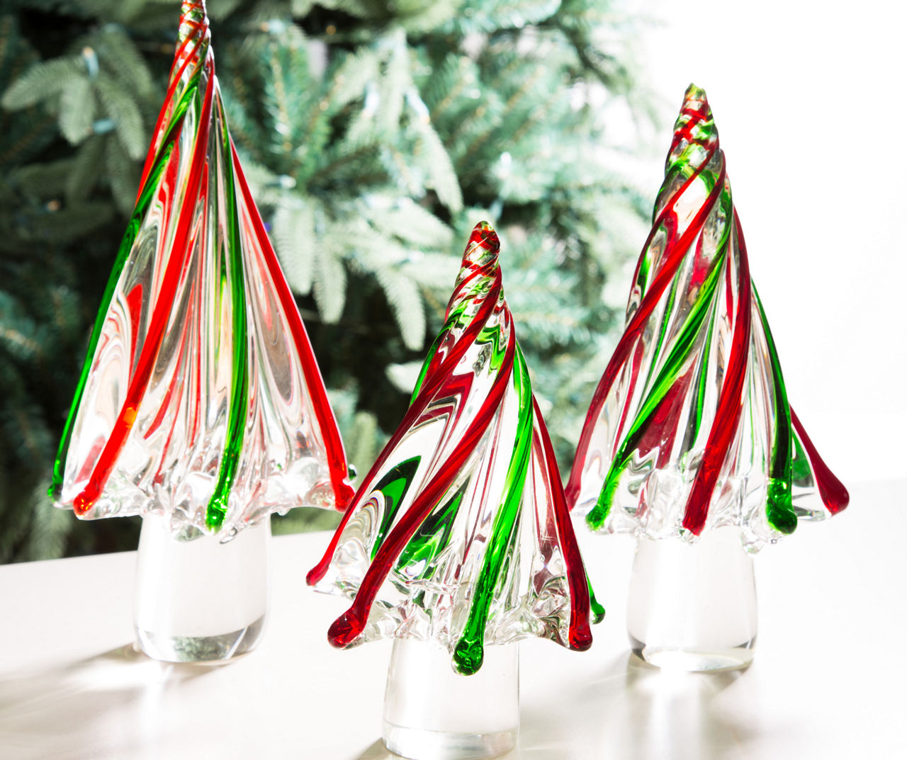 Glitzhome 9" Stripe Glass Tree Tabletop Decor | Big Lots
