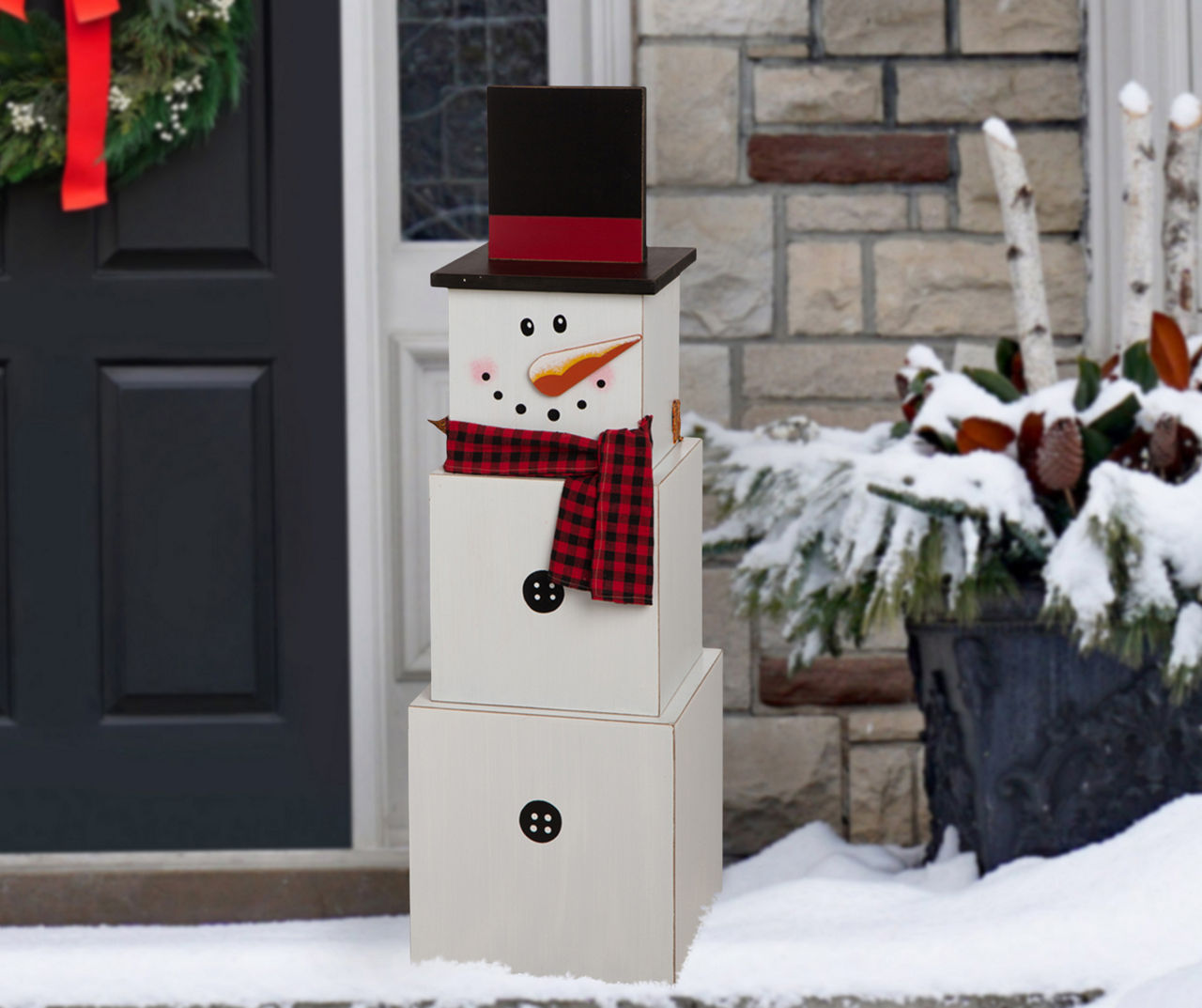 Glitzhome Scarecrow & Snowman Double-Sided Stacking Block Decor | Big Lots