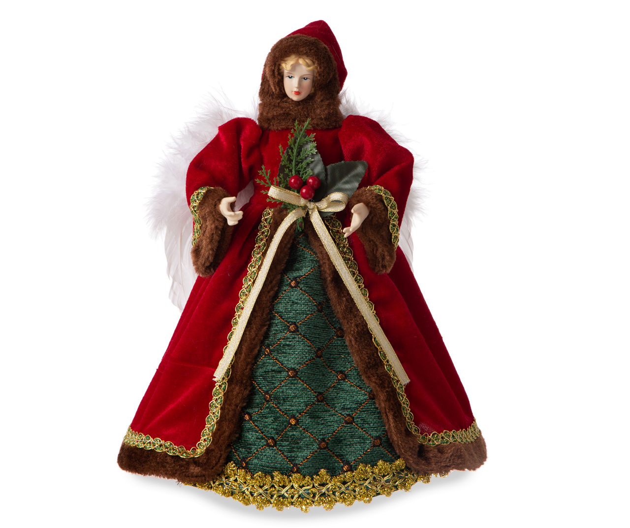 Glitzhome 11" Red Velvet Angel Tree Topper | Big Lots