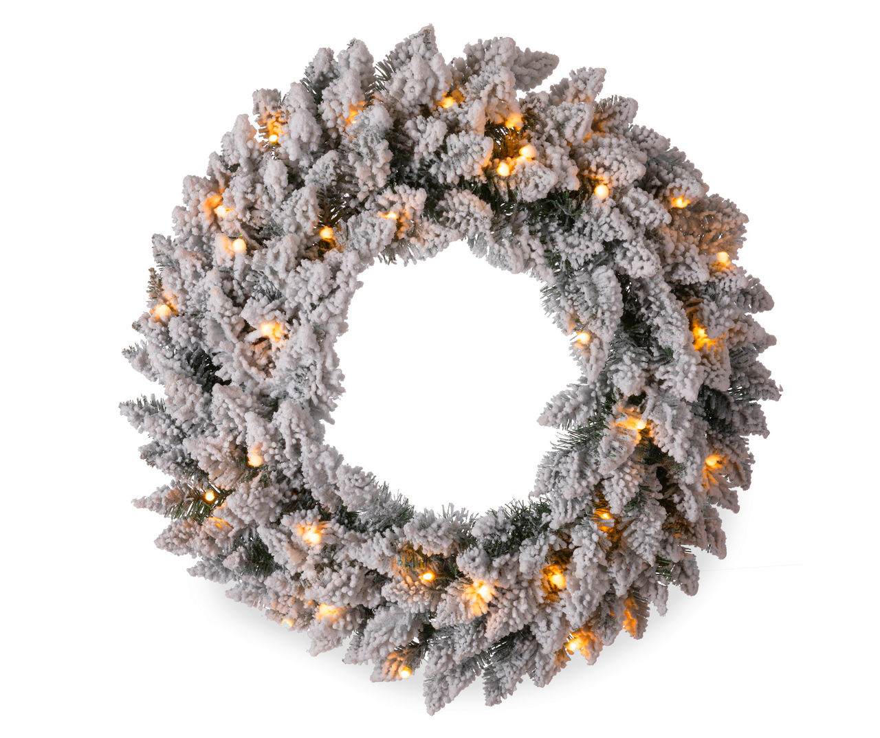 Glitzhome Flocked LED Pine Needle Wreath | Big Lots