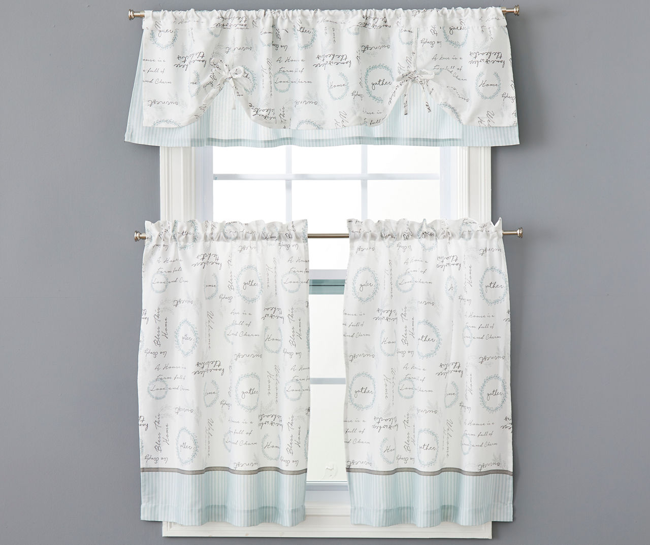 Home Theme 3 Piece Window Curtain Tier Panel Set