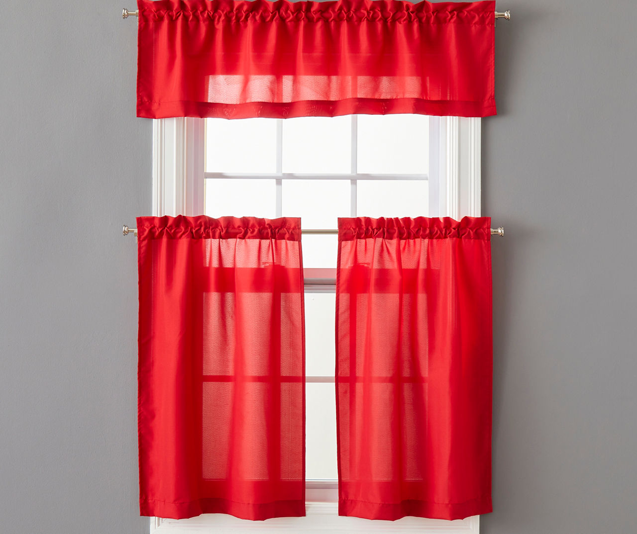 Real Living Red Marla Valance & Tier 3-Piece Curtain Set | Big Lots