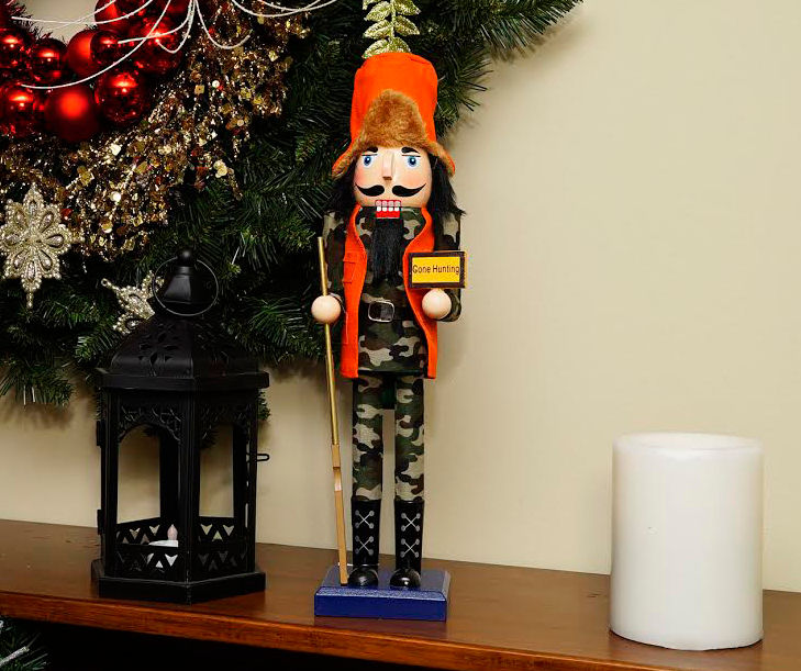 15" Orange & Green "Gone Hunting" Hunter Christmas Nutcracker | Big Lots