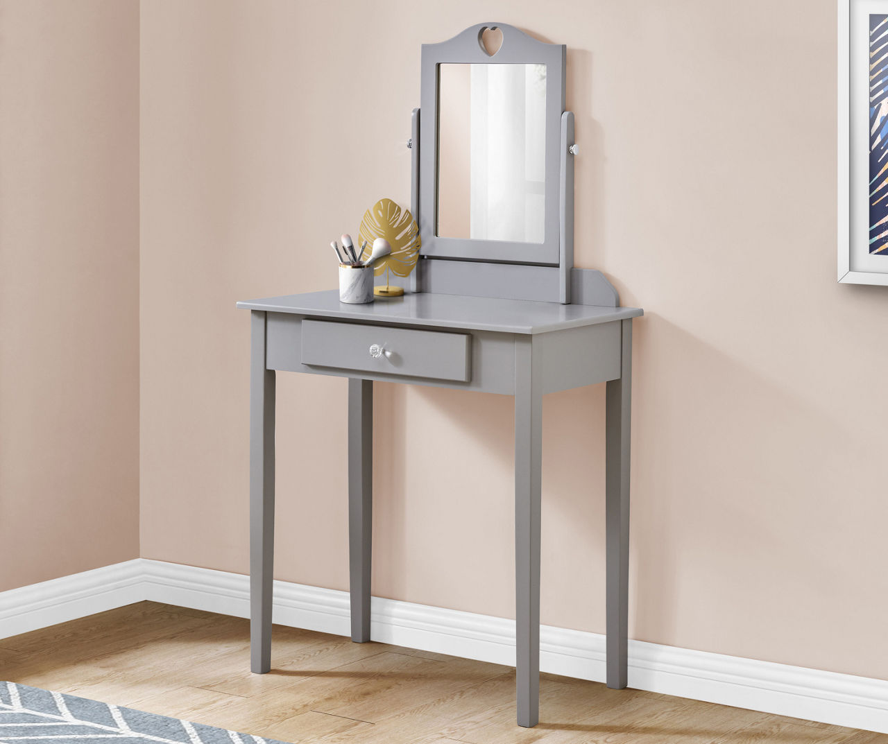 Monarch Gray Vanity Table with Mirror | Big Lots