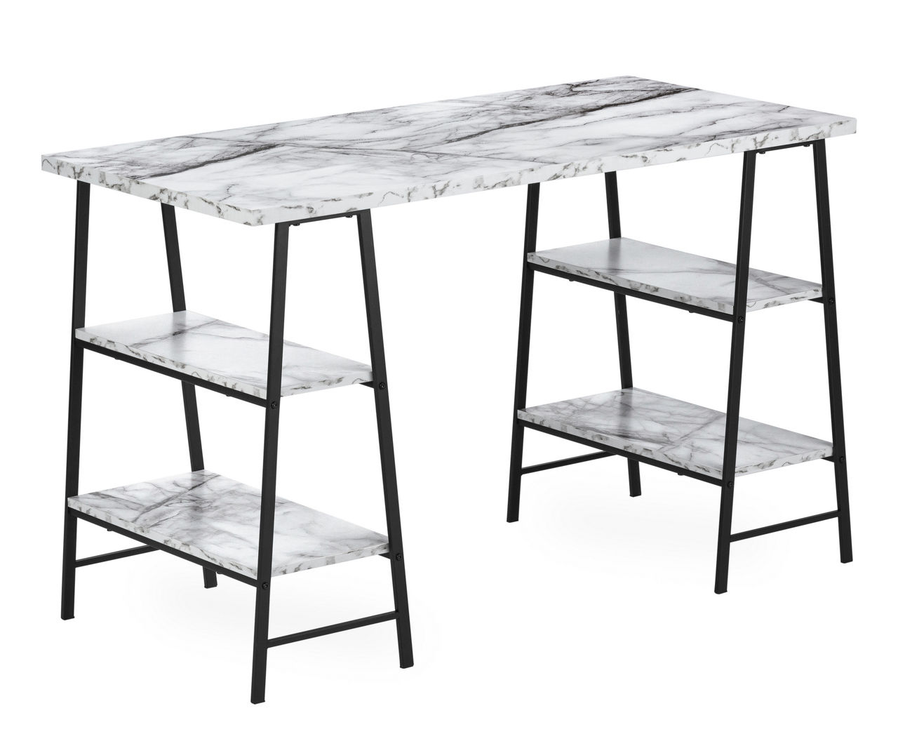 Monarch White Faux Marble Sawhorse Office Desk Big Lots