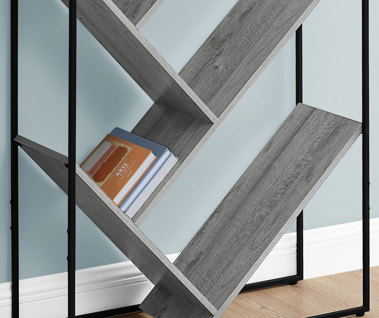 Monarch Gray 5-Shelf Slanted Bookcase | Big Lots