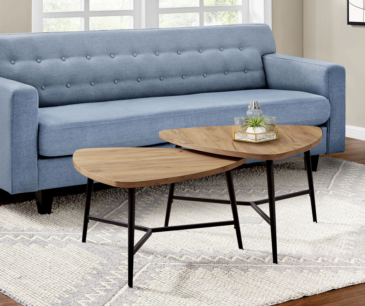 Monarch Golden Pine Triangular 2 Piece Nesting Table Set Big Lots