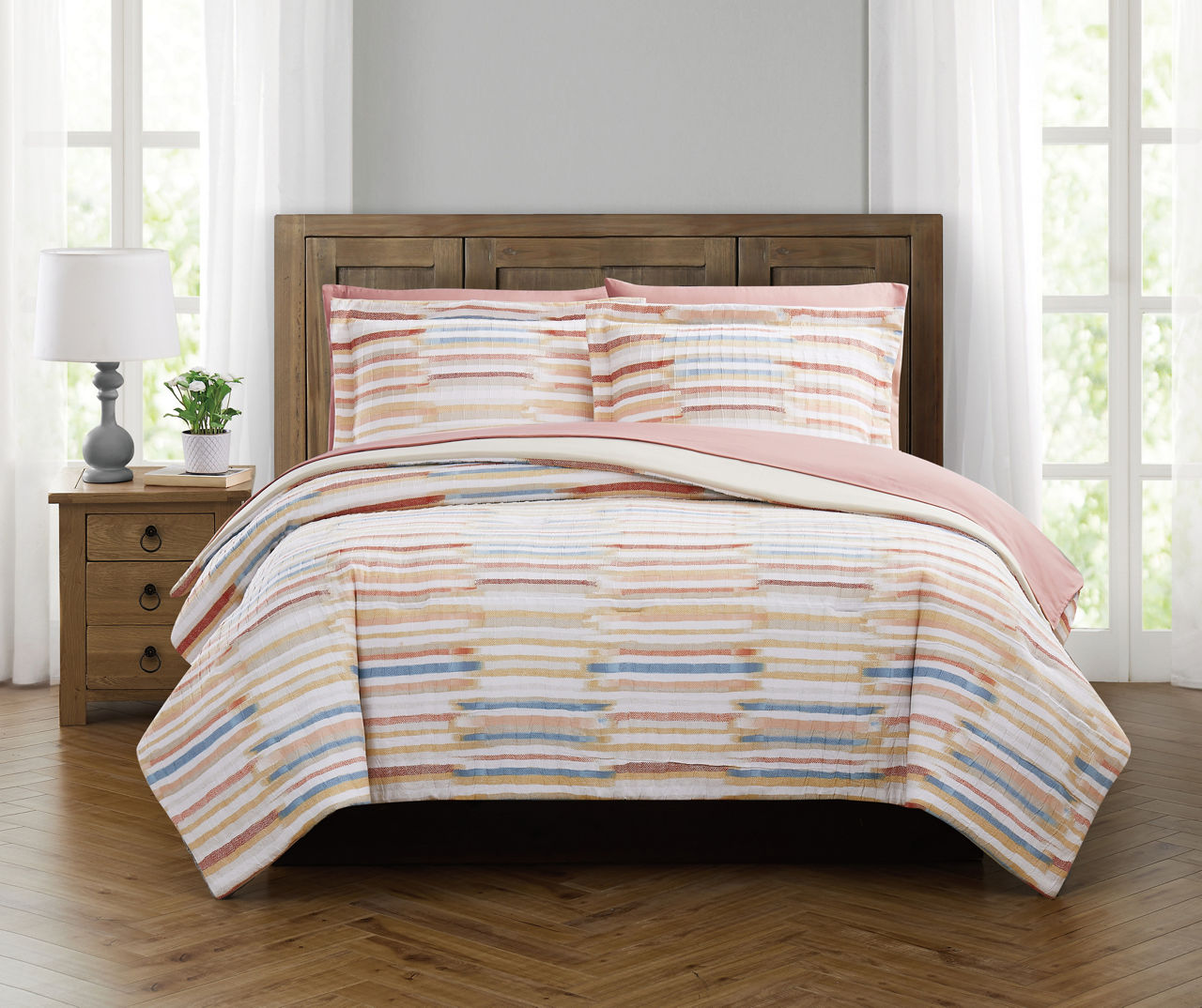 Broyhill Broyhill Dusty Rose Stripe Comforter Set | Big Lots