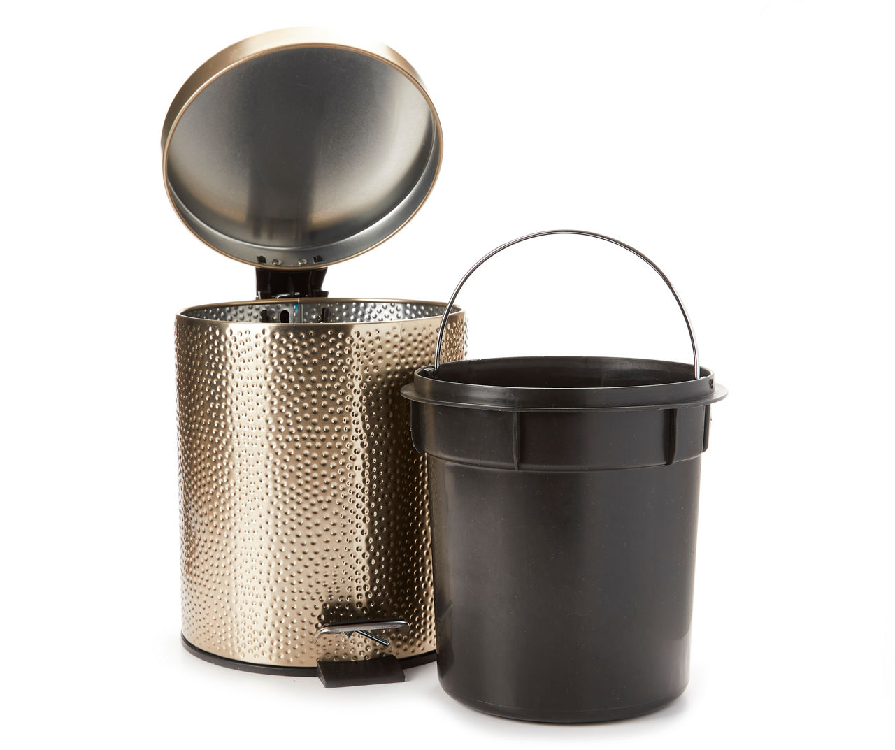 Gold Hammered Step Trash Can | Big Lots