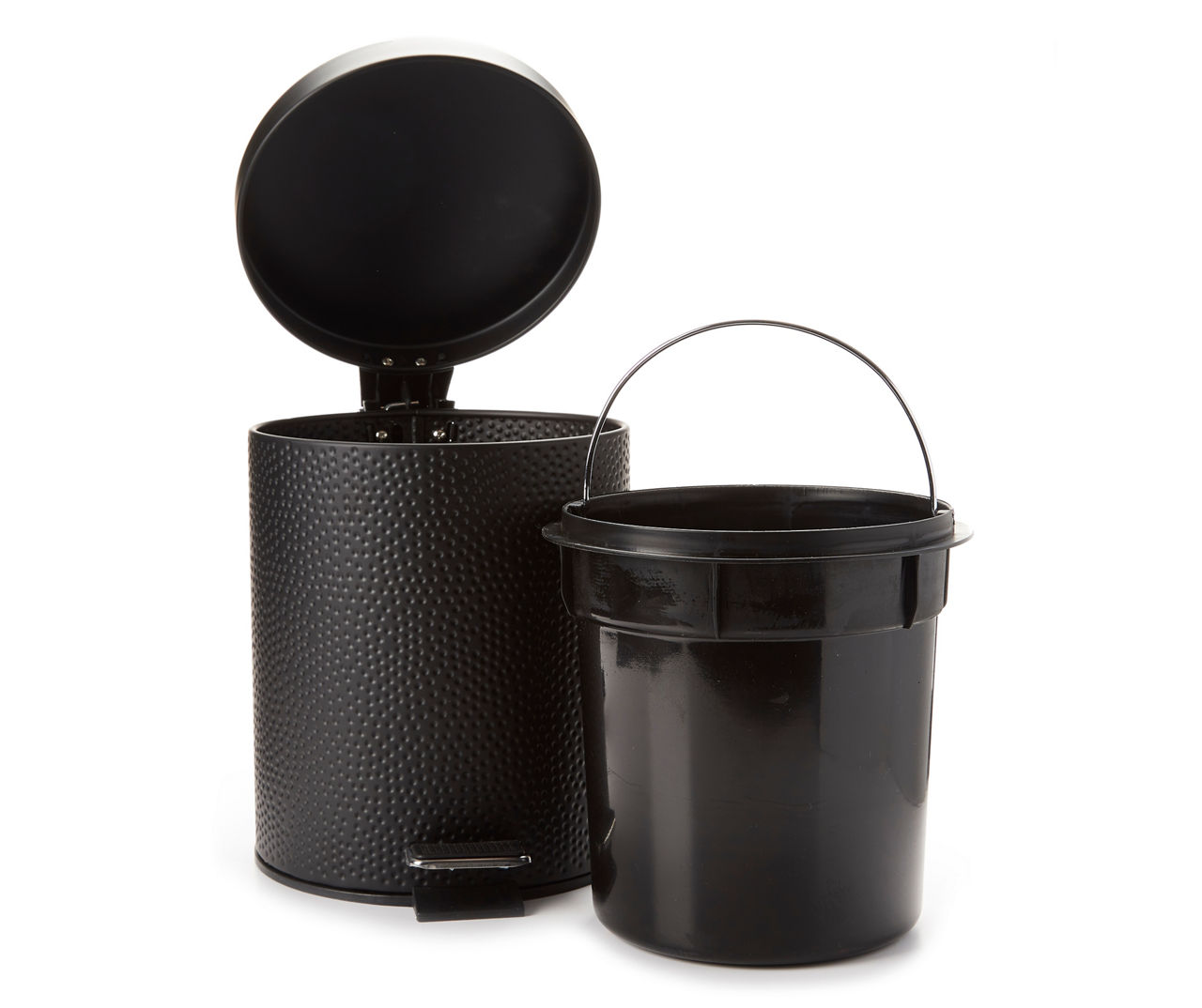 Black Hammered Step Trash Can | Big Lots