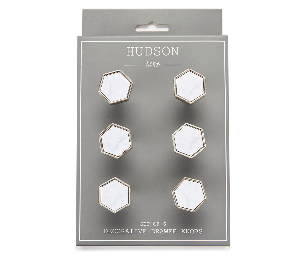 Silver & White Marble Hexagonal Drawer Knobs, 6-Pack | Big Lots