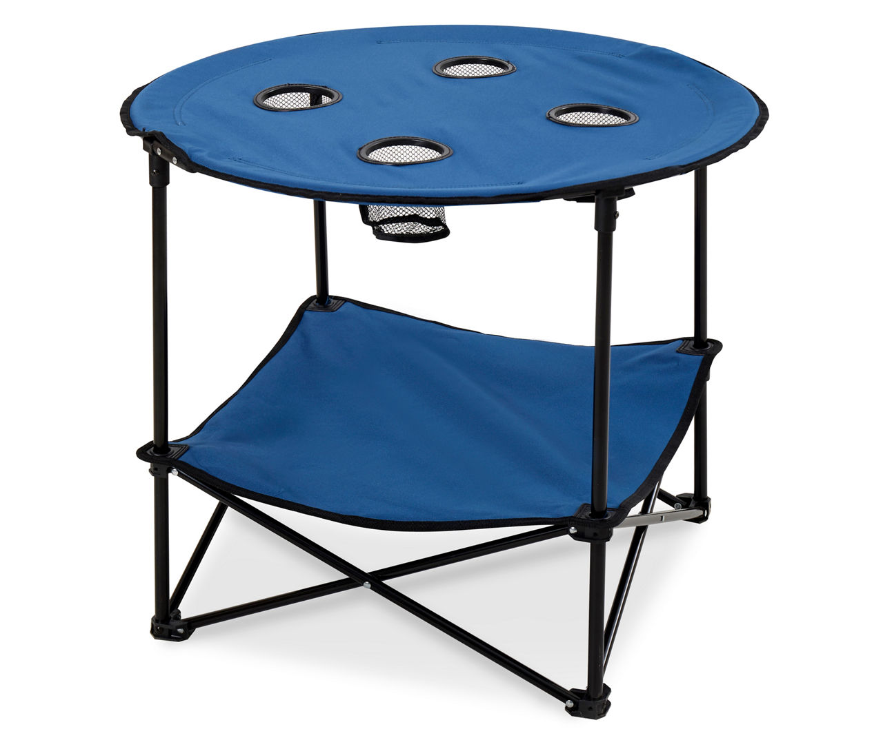 Blue Round Folding Table with Cup Holders | Big Lots
